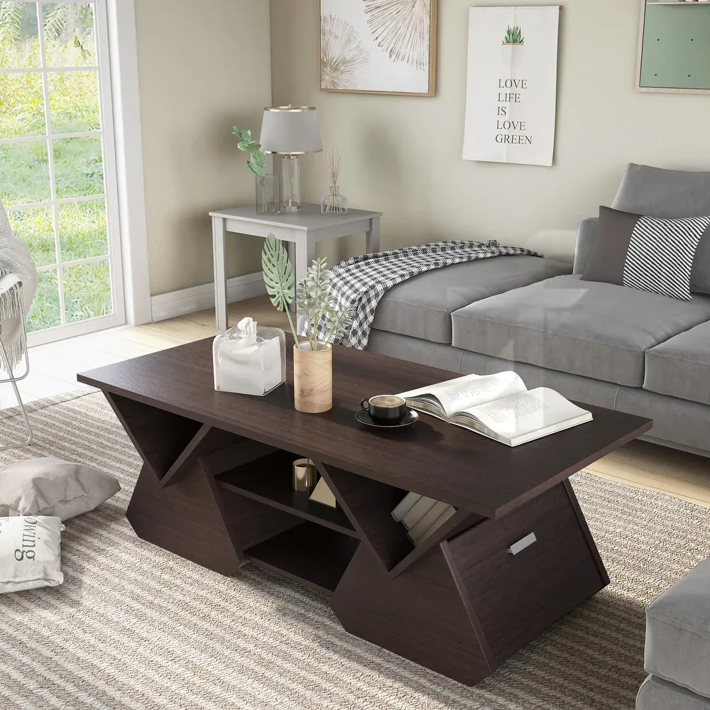 Modern Espresso 4 Shelf Coffee Table Introducing New Beauty Zohaib Furniture